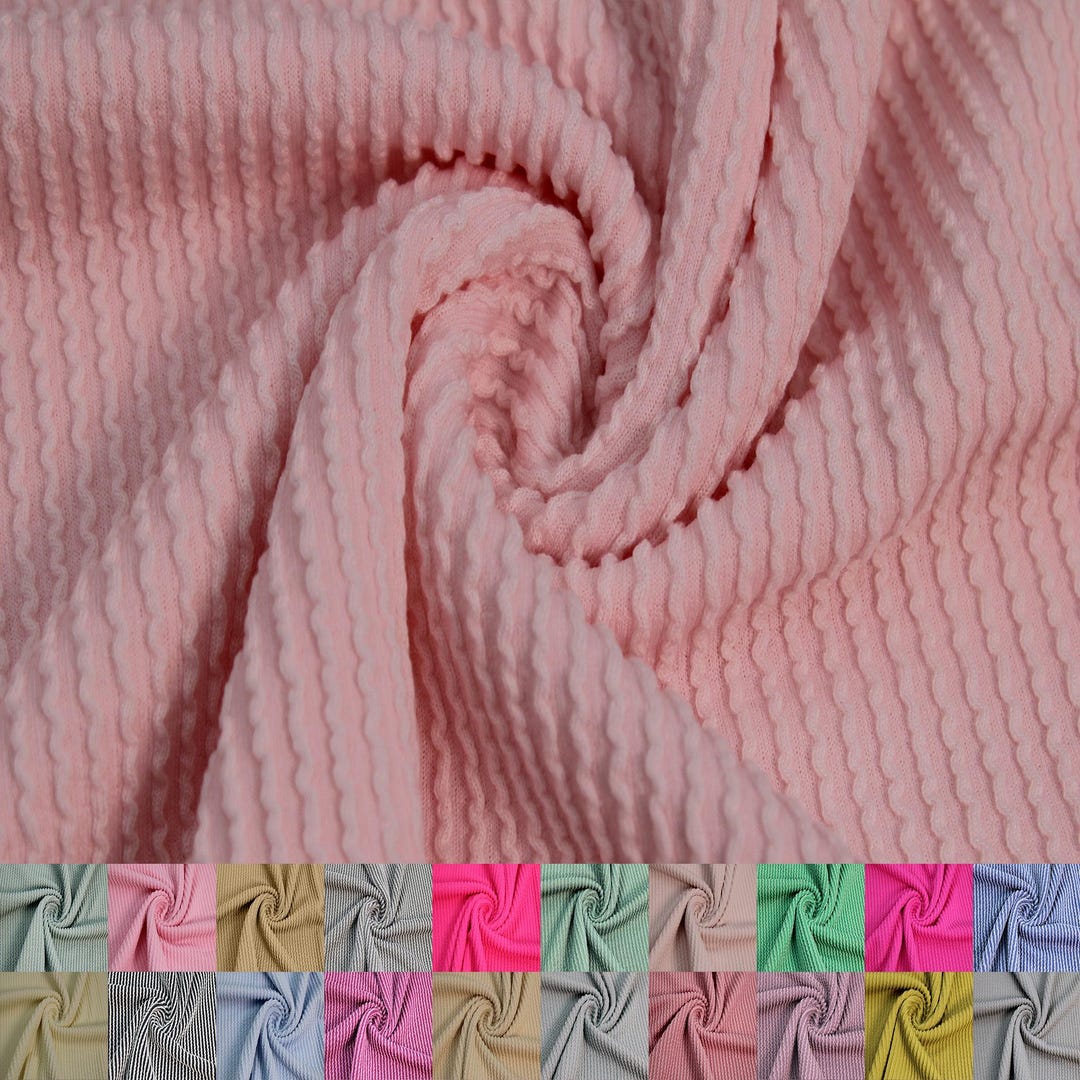 55/57" Pink Pale Light Poly Rayon Spandex Rib Knit Stretch Fabric by ...