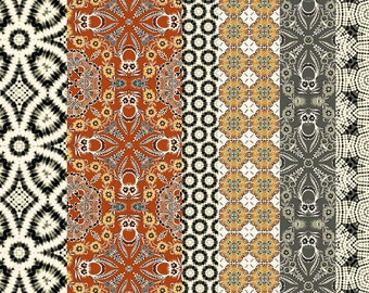 Black Rust Floral Pattern Printed on Wool Dobby Fabric by the Yard ...