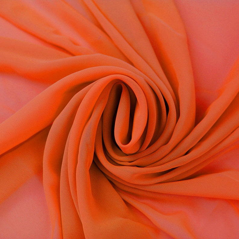 Orange Solid Hi-Multi Chiffon Fabric by the Yard Chiffon | Etsy