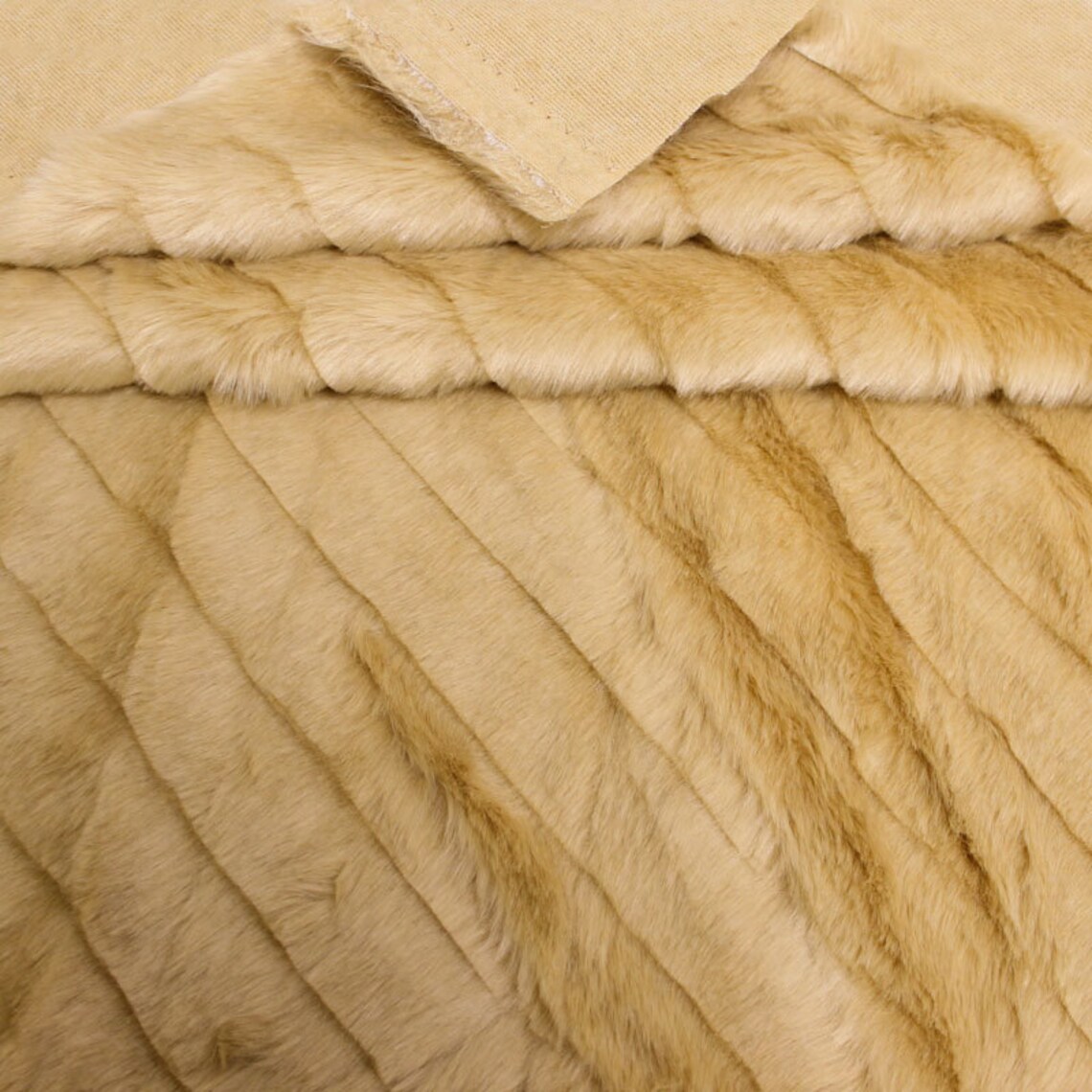 Camel Fancy Cuddle Groove Faux Fur Fabric by the Yard for | Etsy