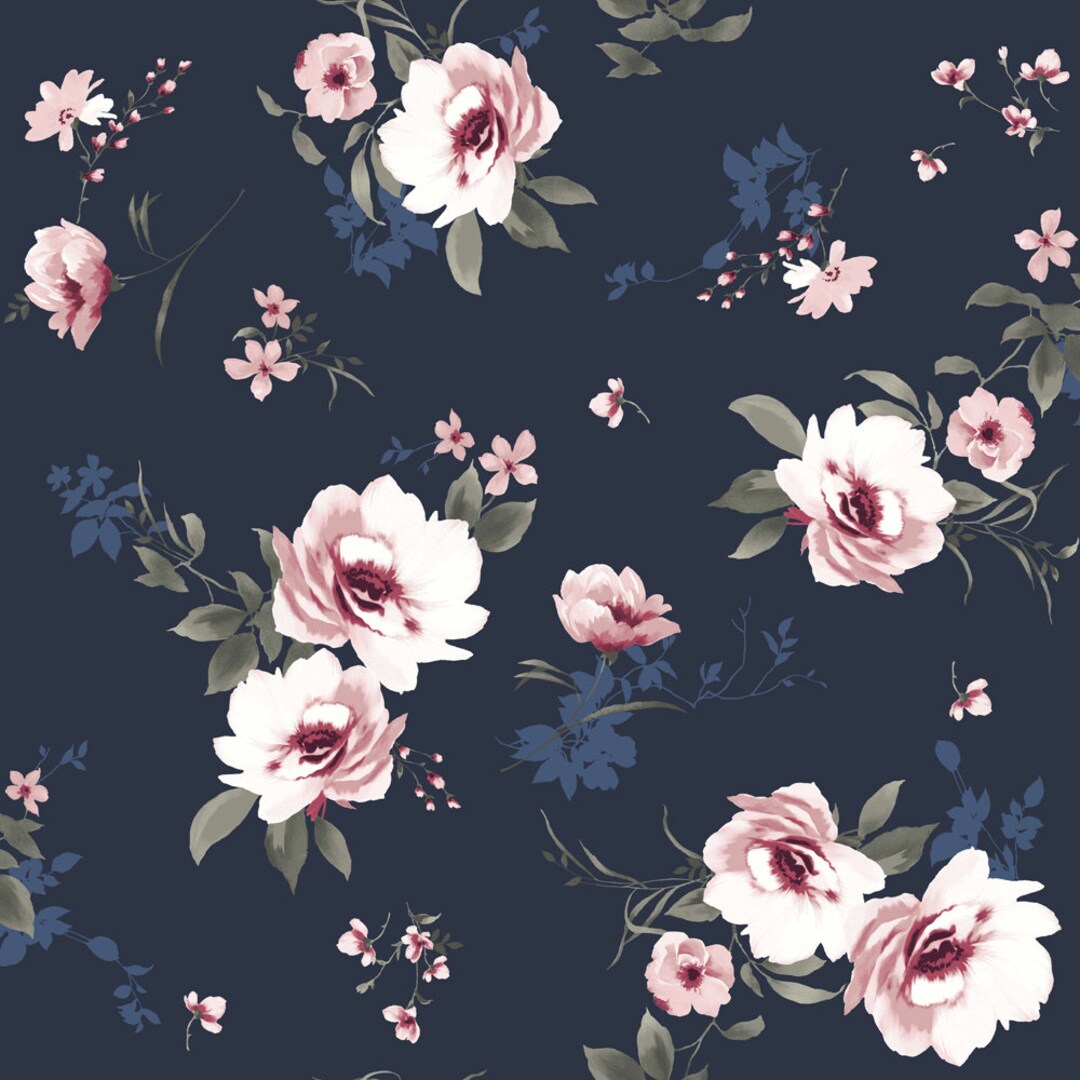 Ink Blush Medium Flowers Printed Hi Multi Chiffon Washed Fabric by the ...