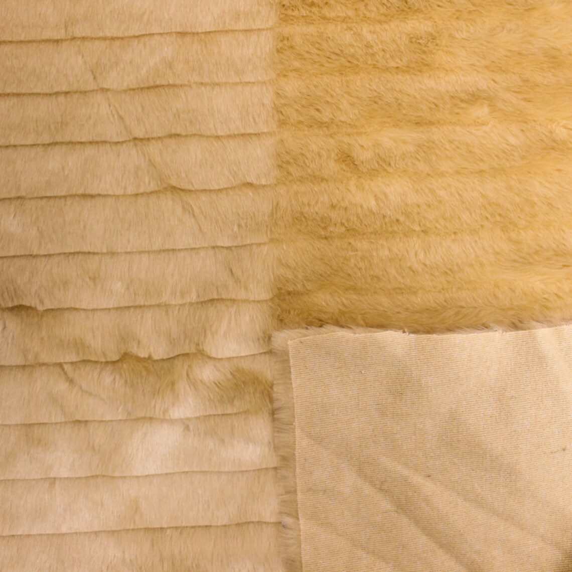 Camel Fancy Cuddle Groove Faux Fur Fabric by the Yard for | Etsy