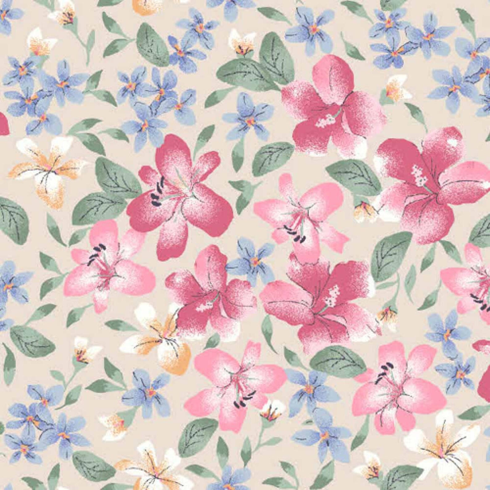 Two Colors Floral Small Flower Design Printed on 100% Rayon - Etsy