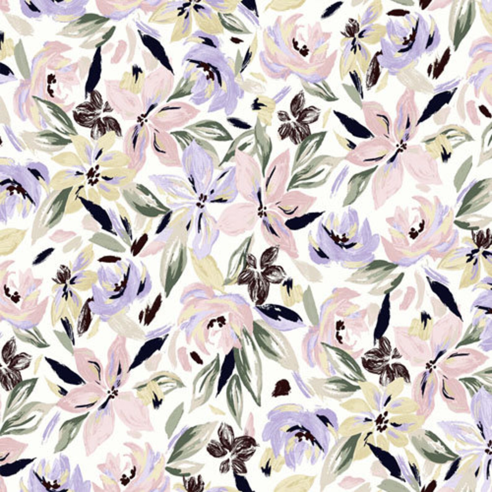 Off White and Lavender Medium Floral Printed on Poly Moroccan - Etsy