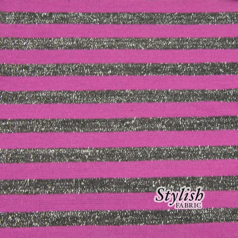 Magenta Black Silver Stripe Shiny Sparkle Matte Knit Fabric - Etsy
