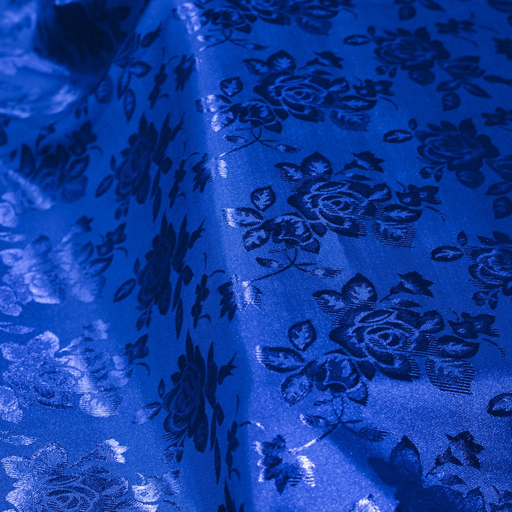 Royal Floral Jacquard Brocade Satin Fabric By The Yard Style Etsy
