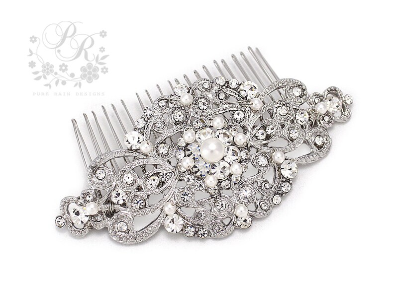 Wedding Hair Comb Swarovski Pearl Rhinestone Hair Comb Bridal - Etsy