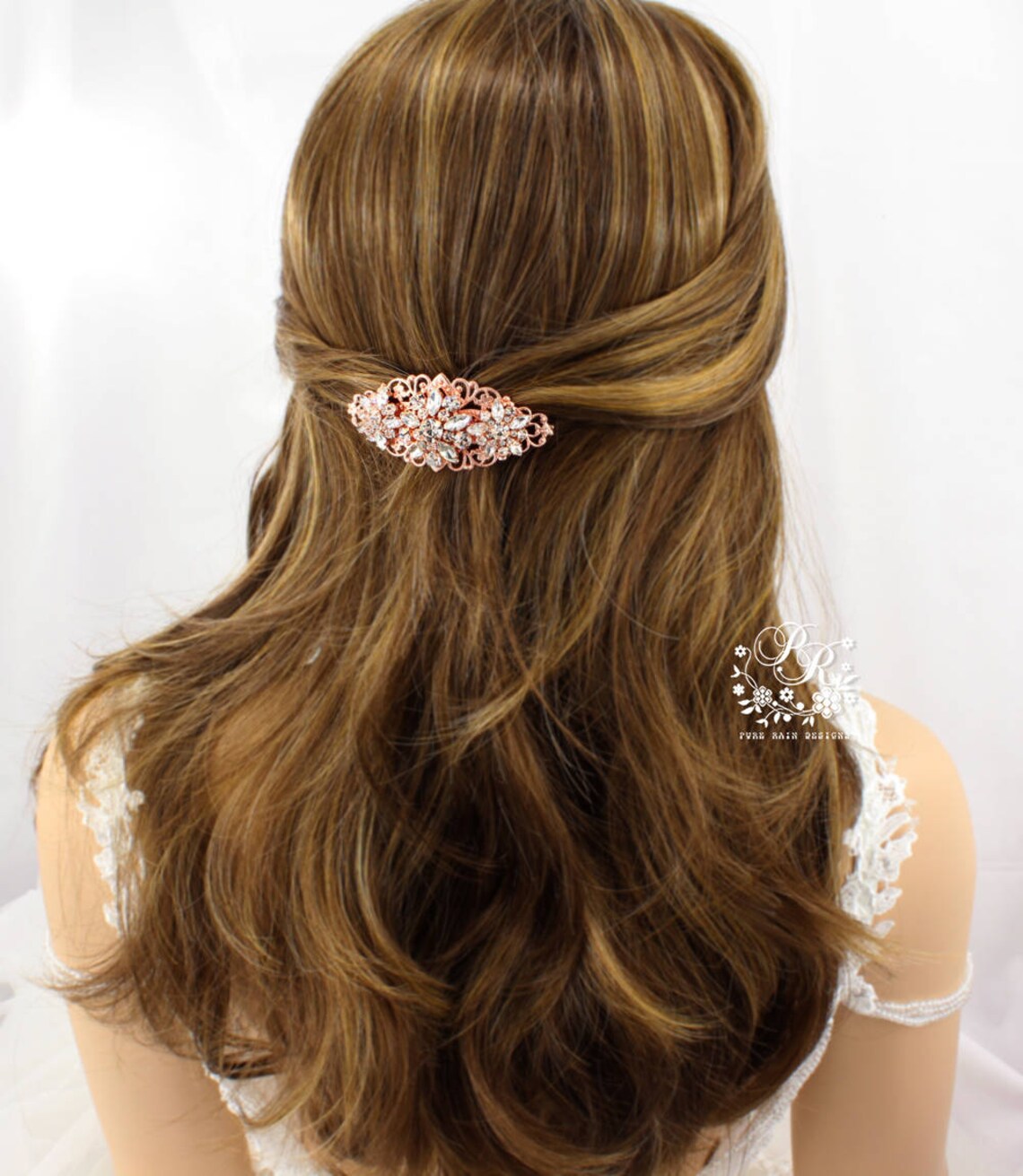 Wedding Hair Clip Rose Gold Color Hair Clip Barrette Bridal - Etsy