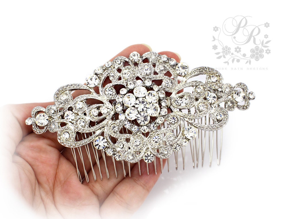 Wedding Hair Comb Rhinestone Hair comb Rose gold Bridal Hair | Etsy
