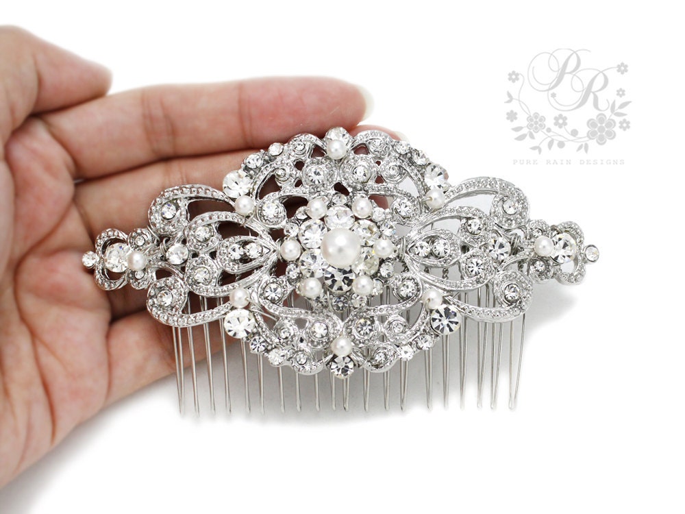 Wedding Hair Comb Swarovski Pearl Rhinestone Hair Comb Bridal | Etsy