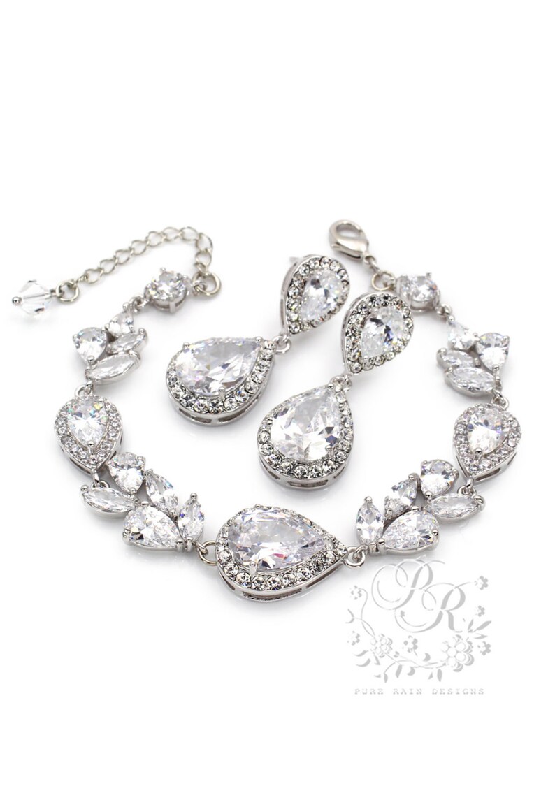 Wedding Bracelet set Wedding Earrings Wedding Jewelry Bridal | Etsy