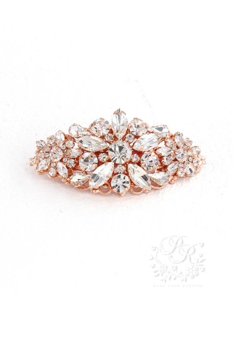 Wedding Brooch Rose Gold Rhinestone Brooch Bridal Wedding - Etsy