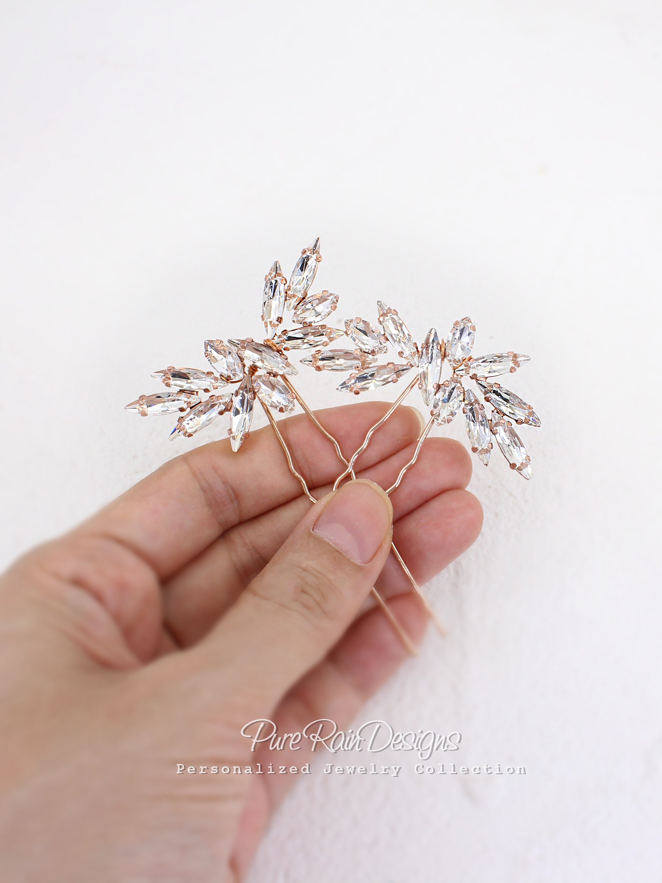 Weddings Hair Pin Rhinestone hair pins Bridal hair pins | Etsy