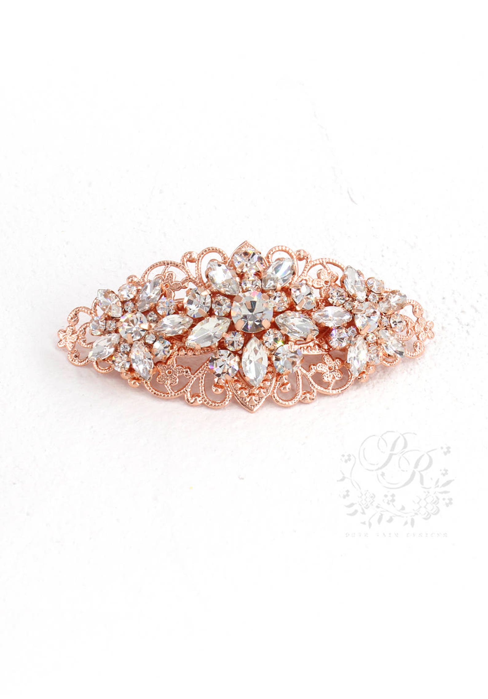 Wedding Hair Clip Rose Gold Color Hair Clip Barrette Bridal - Etsy