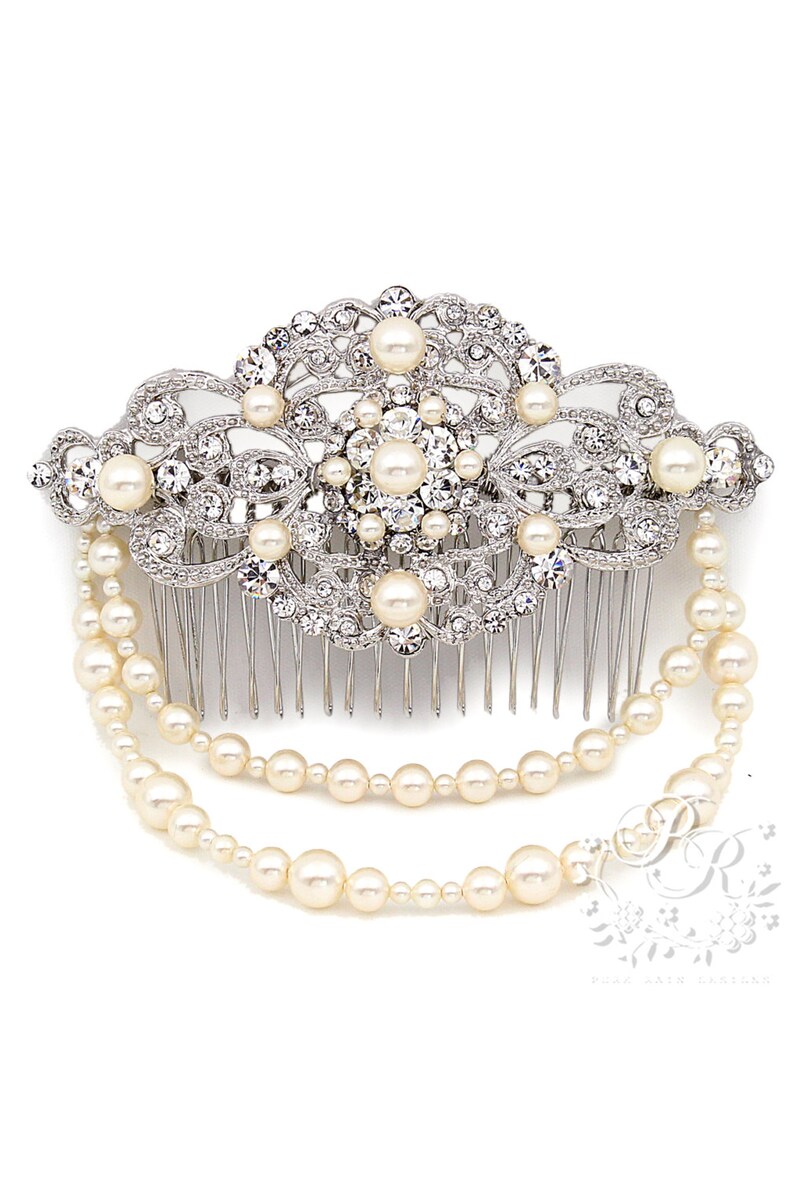 Wedding Barrette Hair Comb Swarovski Pearl Rhinestone Hair - Etsy
