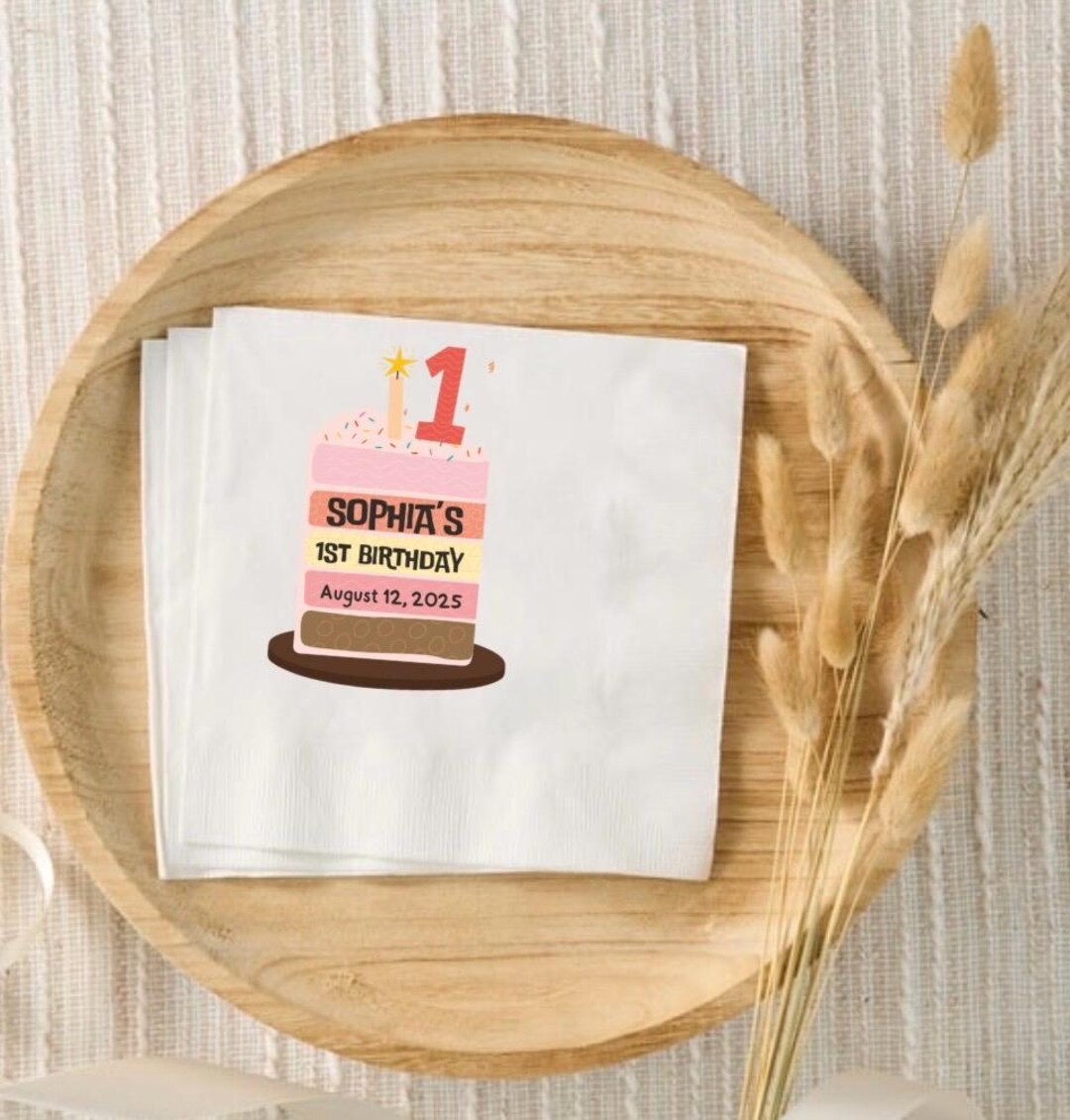 Custom 1st Birthday Napkins for Girls First Birthday Party Napkin ...