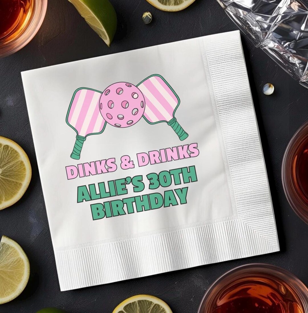 Personalized Pickleball Party Napkins, “dinks & Drinks,” Custom ...