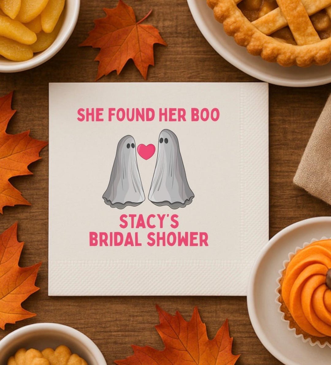 Custom 'she Found Her Boo' Halloween Bridal Shower Napkins: Ghost Theme ...