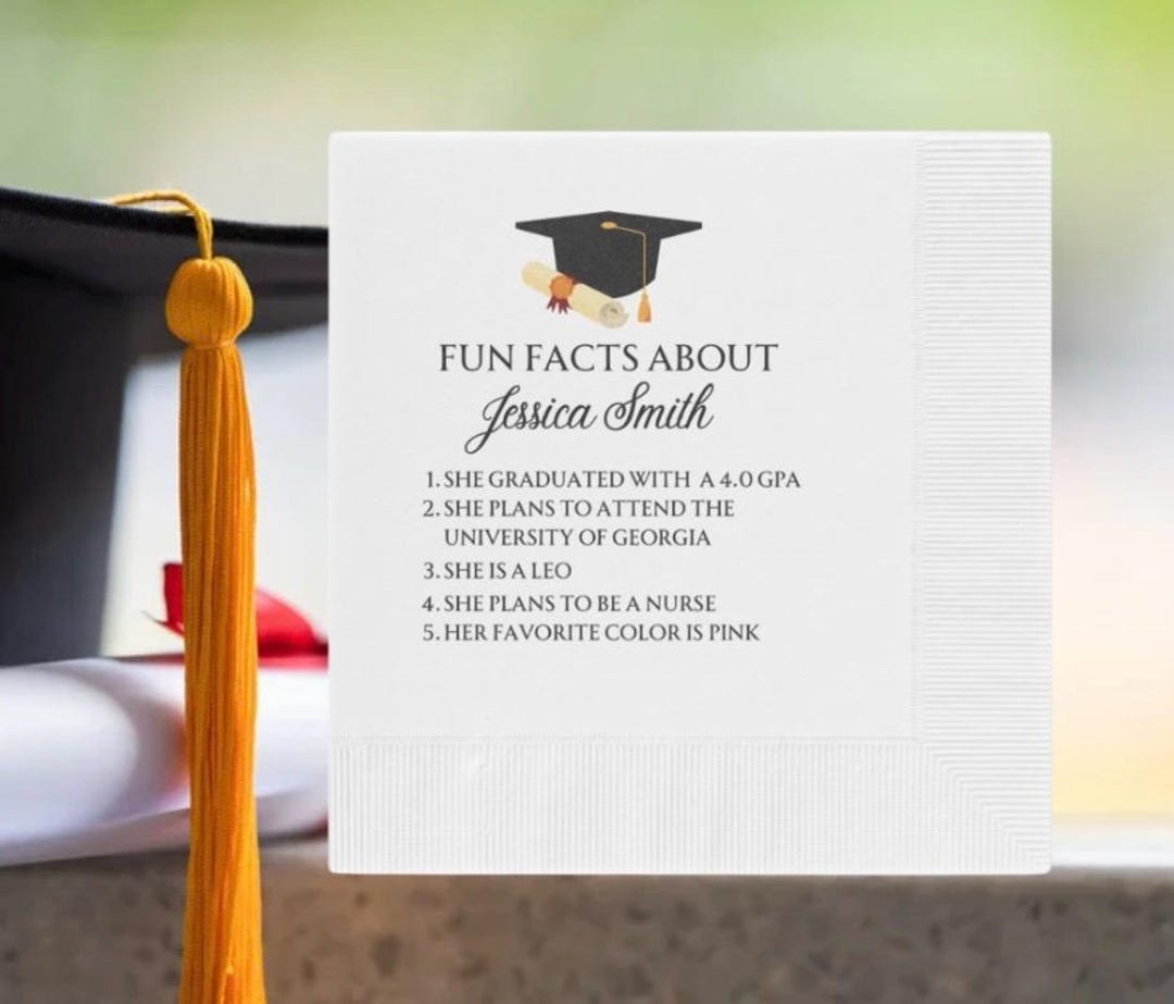 Custom Graduation Napkins: Fun Facts, Personalized Party Decor - Etsy