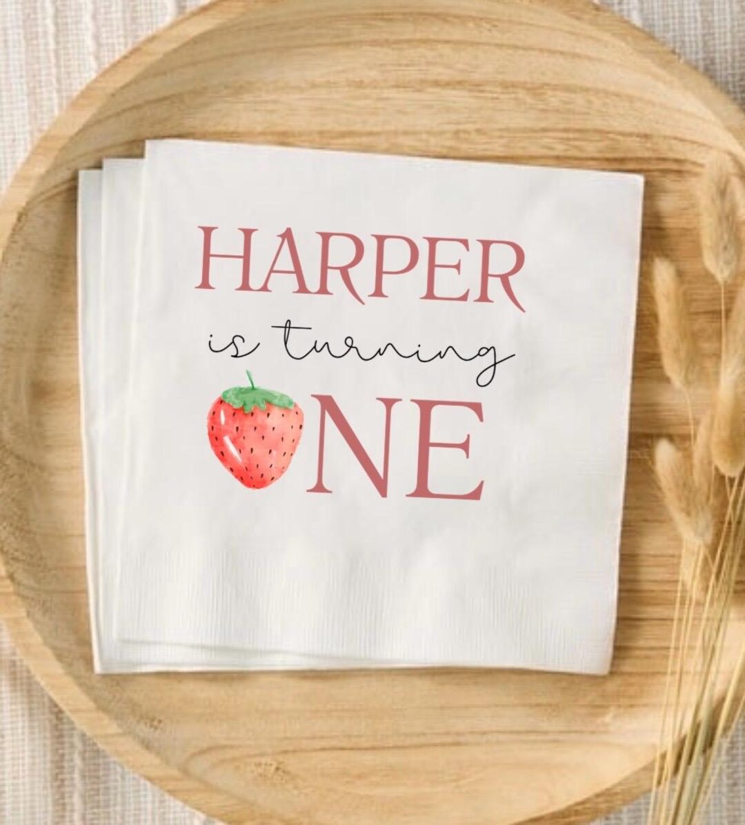 Berry First Birthday Napkins | Custom Strawberry Theme Party Decor ...