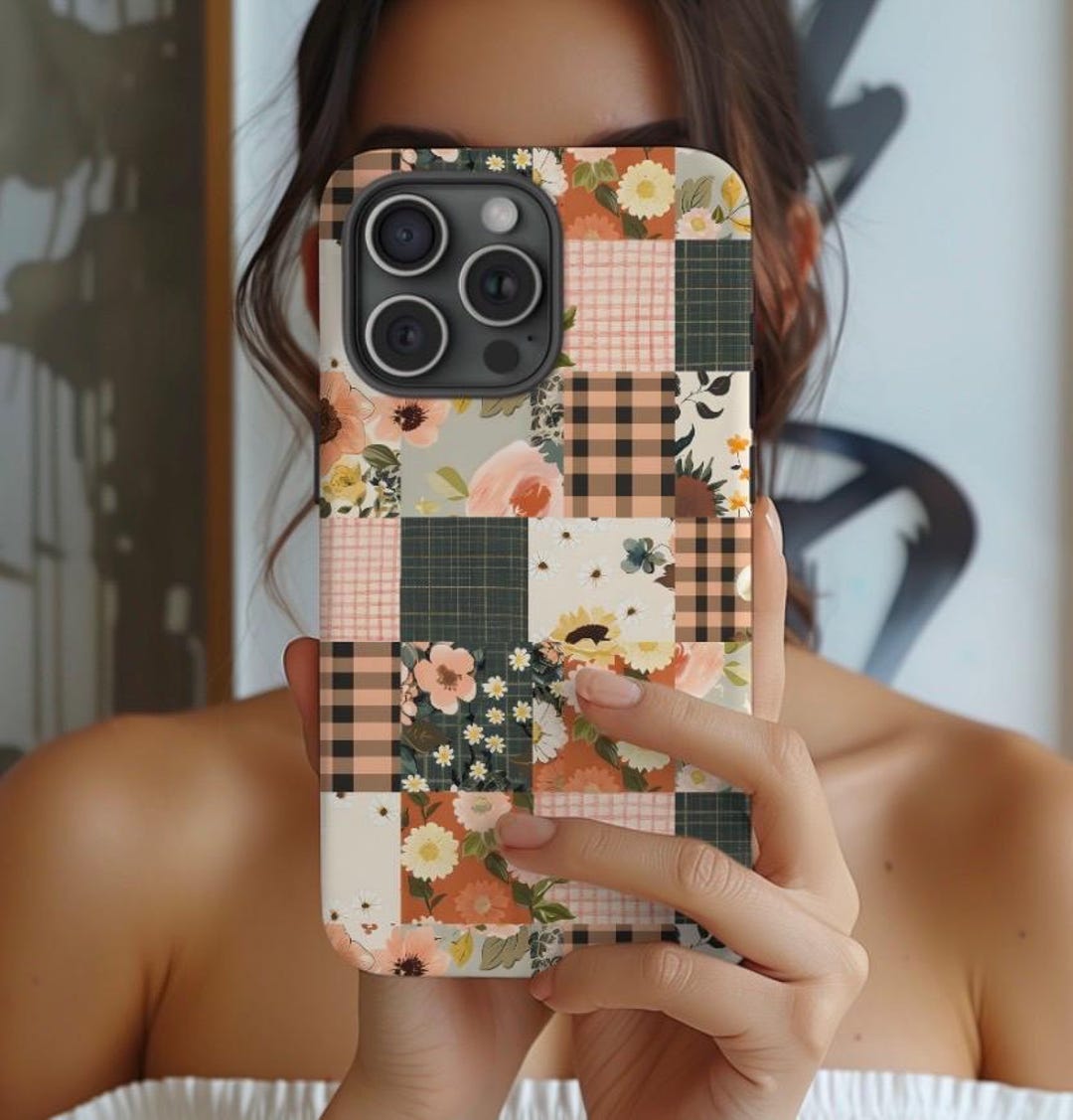 Farmhouse Quilt Phone Case: Rustic Floral Patchwork Design - Etsy
