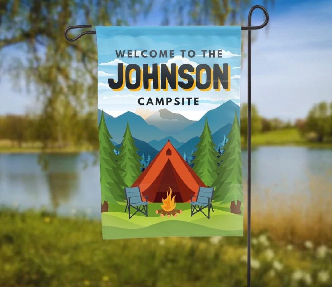 Personalized Camping Flag, Custom Campsite Welcome Sign, RV Owner Gift ...