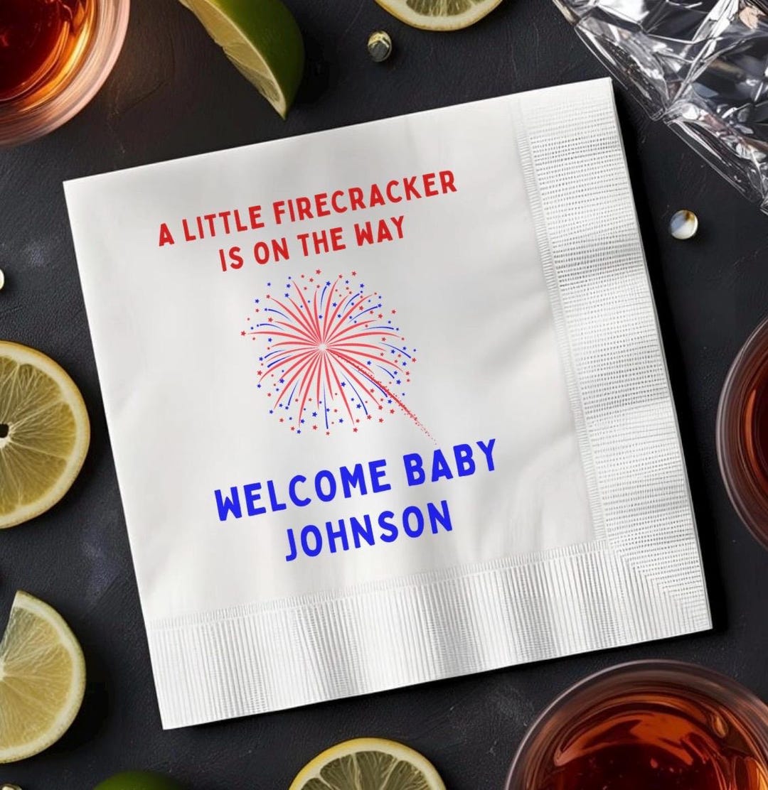 Little Firecracker Baby Shower Napkins, Patriotic Baby Shower Decor ...