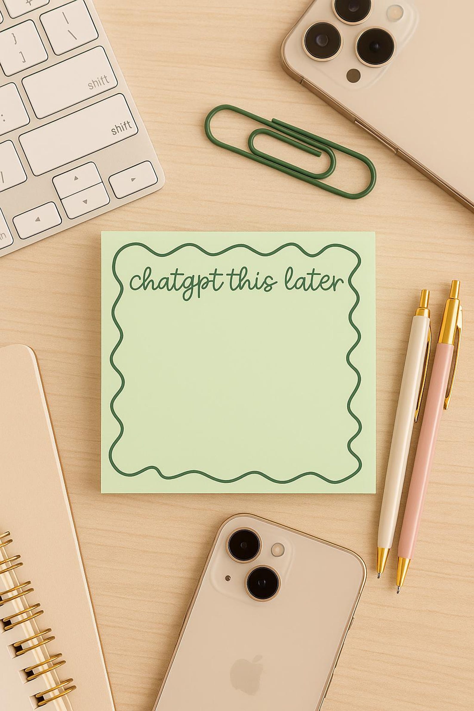 Green “chatgpt This Later” Sticky Notes – Aesthetic Mint Notepad, Cute ...