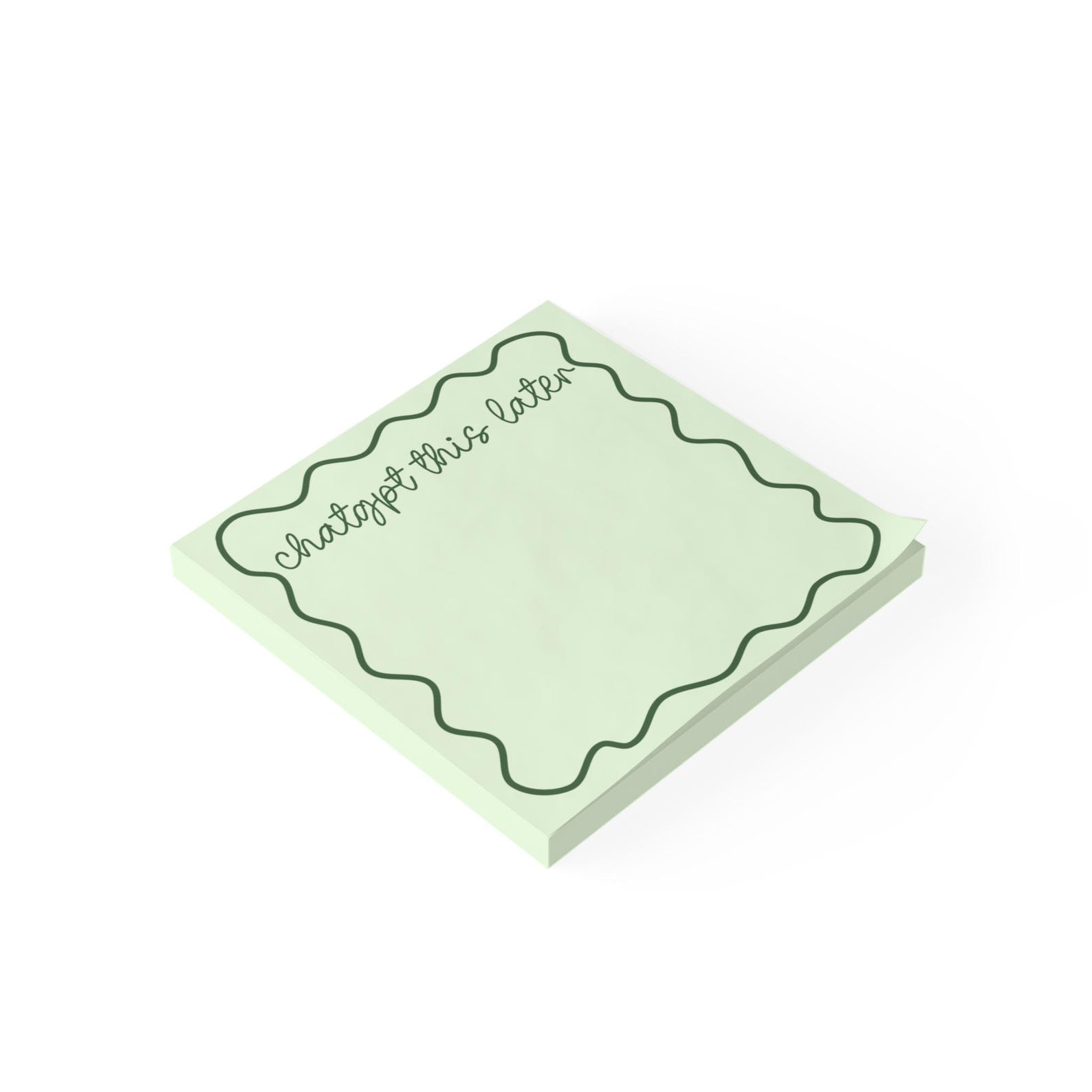 Green “chatgpt This Later” Sticky Notes – Aesthetic Mint Notepad, Cute ...