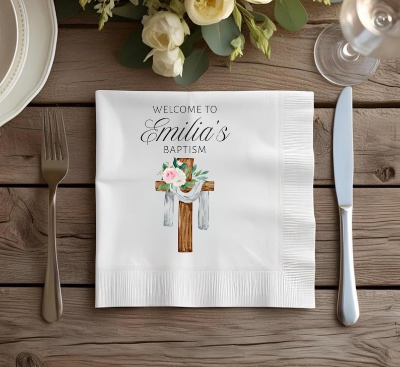 Personalized Baptism Napkins – Custom First Communion & Christening ...