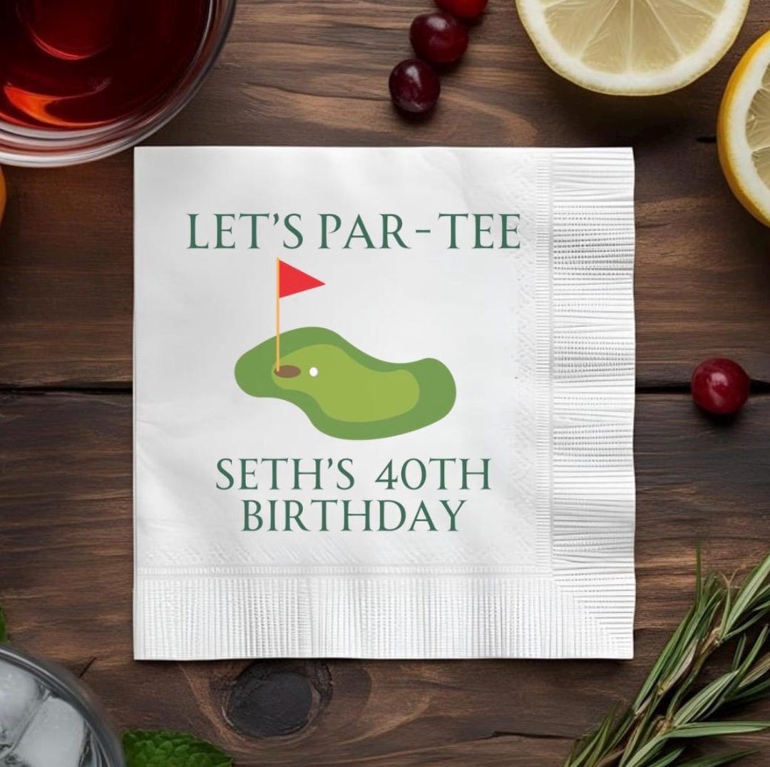 Custom Golf Birthday Napkins | Par-tee Theme Milestone Party Napkins ...