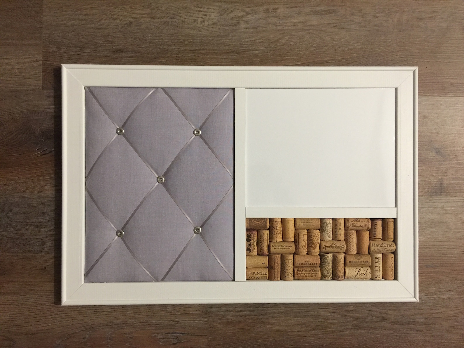 Grey Linen French Memo Board: Whiteboard, Corkboard Framed Wall ...