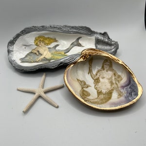 Mermaid Clam & Oyster Shell Ring Dish, Gilded Seashell, Dolphin ...