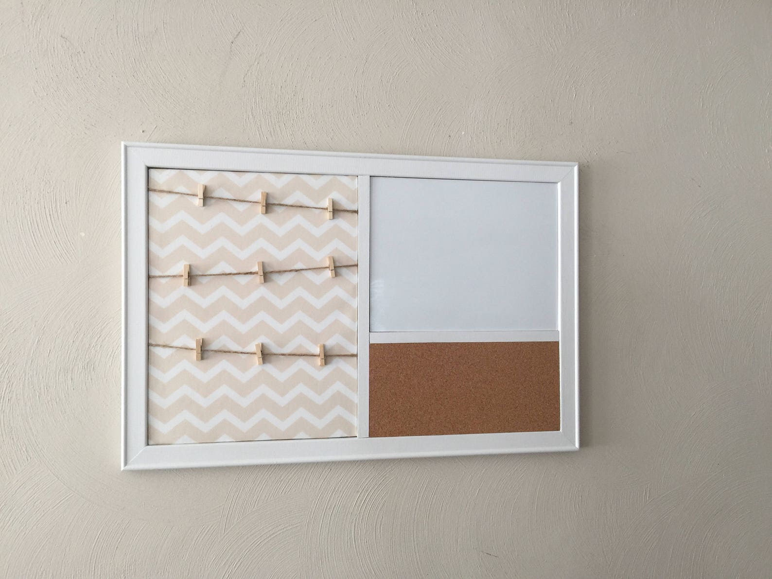 Memory Board Clothespin Picture Frame With Chevron Memo | Etsy