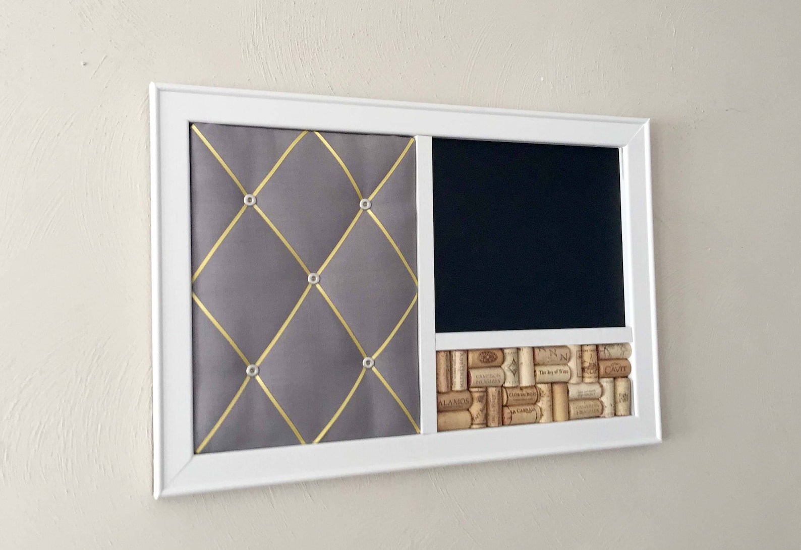 Grey Linen French Memo Board: Whiteboard, Corkboard Framed Wall ...