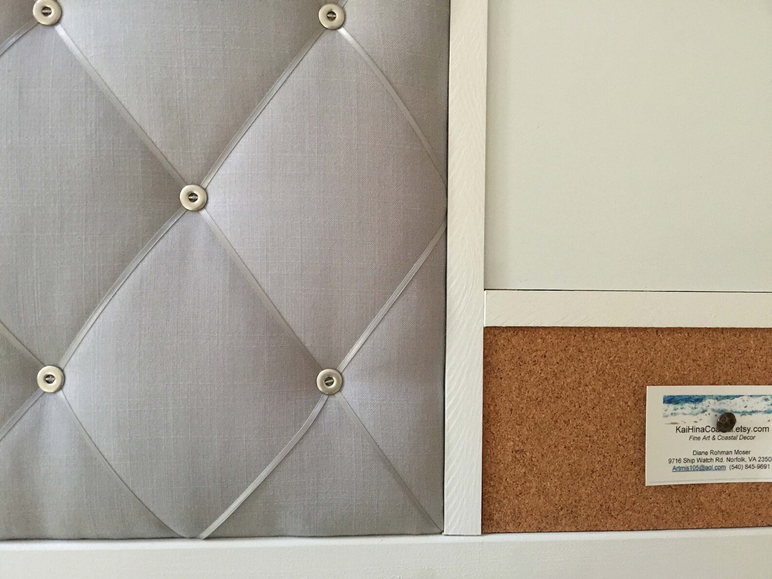 Grey Linen French Memo Board: Whiteboard, Corkboard Framed Wall ...