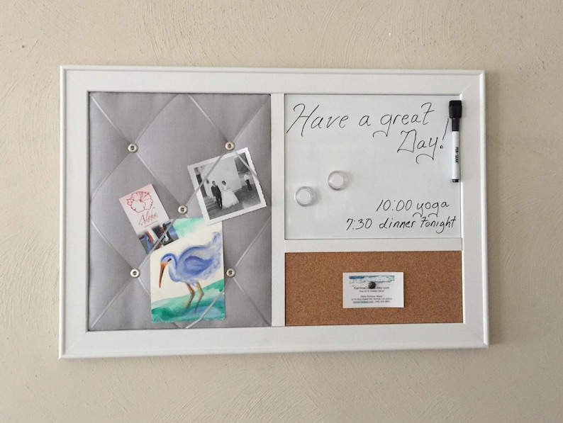 Grey Linen French Memo Board Whiteboard or Chalkboard Cork - Etsy