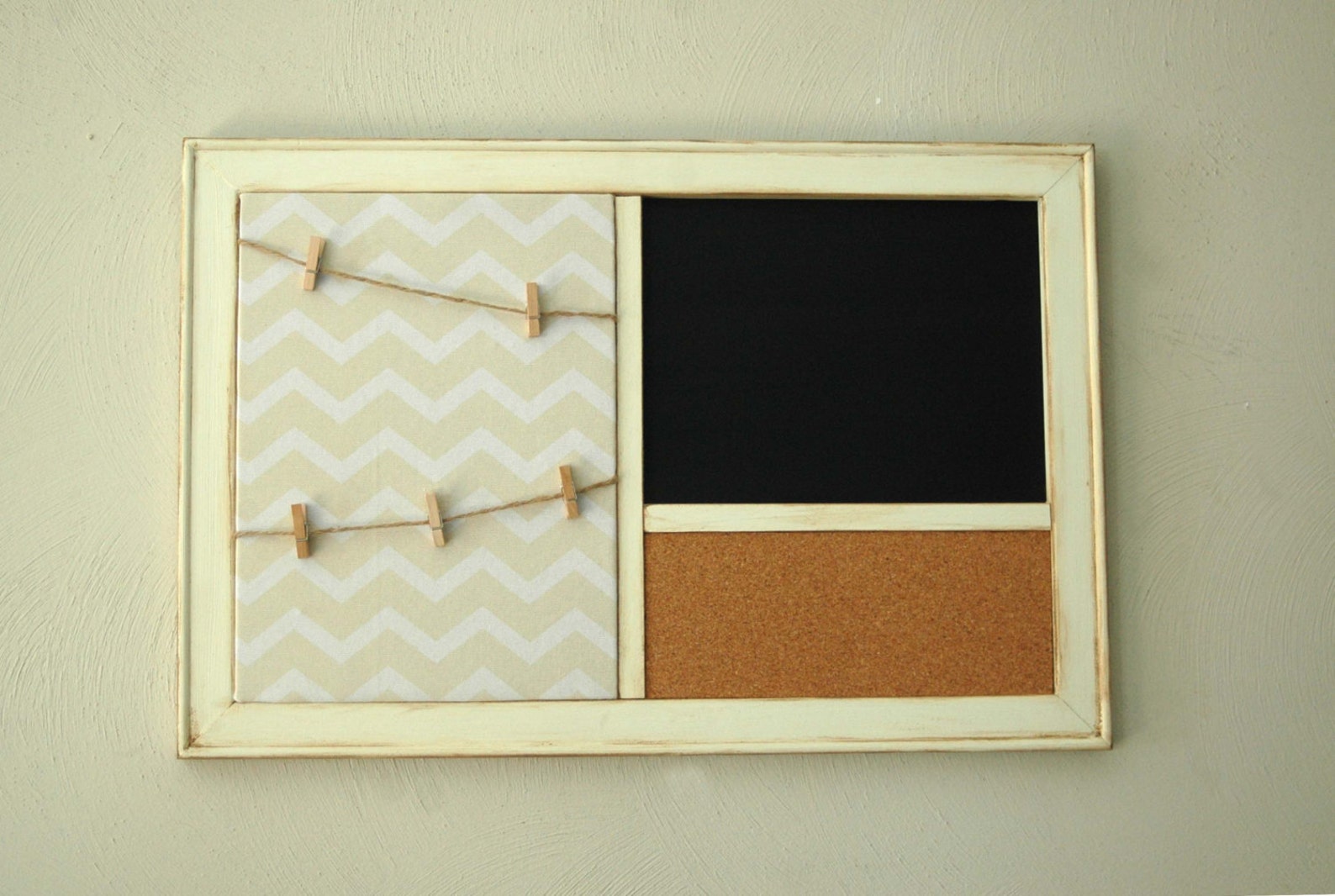 Memory Board Clothespin Picture Frame With Chevron Memo | Etsy