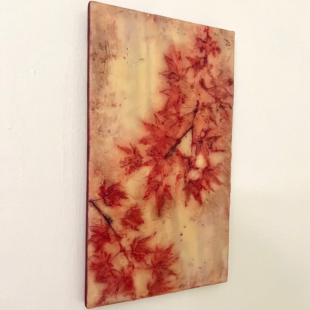 Japanese Maple Encaustic Oil Painting, Original Handmade Artwork, Fall ...