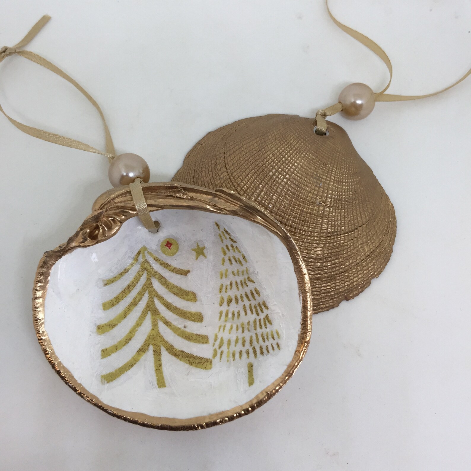 Shell Ornaments Coastal Ornaments Beach Decor Gold and | Etsy