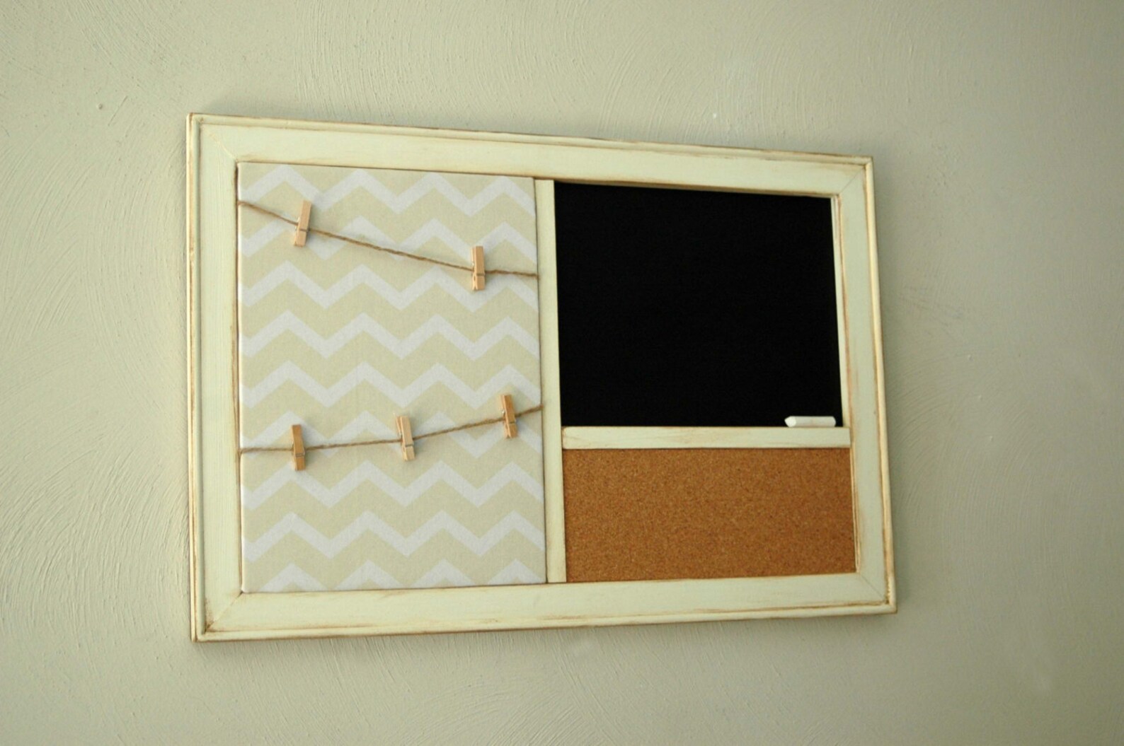 Memory Board Clothespin Picture Frame With Chevron Memo | Etsy