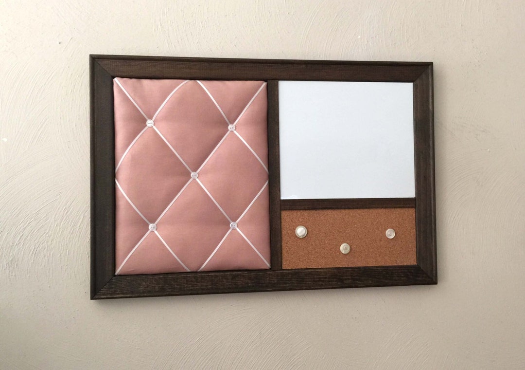 Rose Quartz French Memo Board, Magnetic Whiteboard & Corkboard Framed ...
