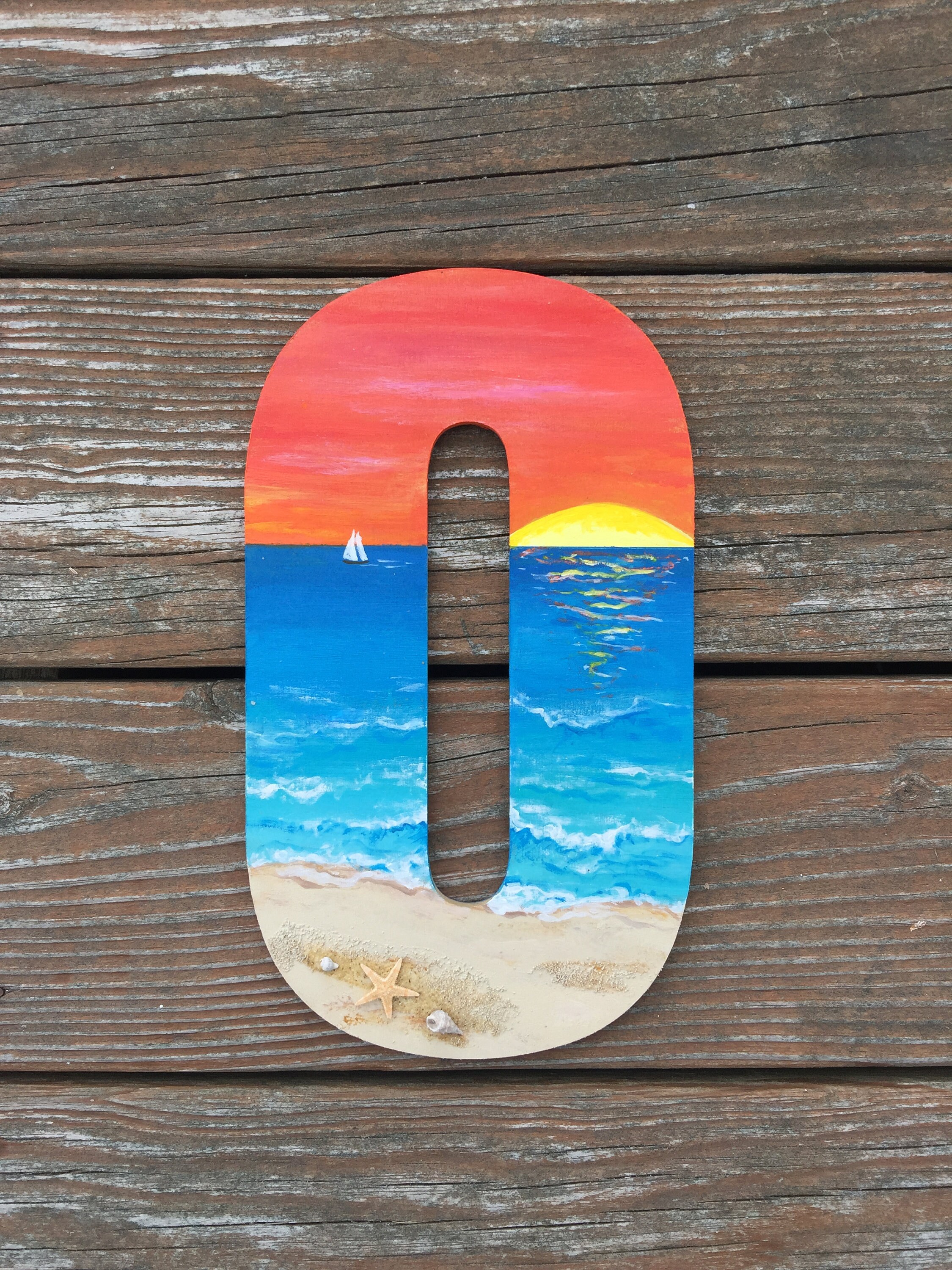 Hand Painted Letters Tropical Sunset Beach Letters Wooden | Etsy