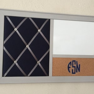 Monogram Bulletin Board, Wall Organizer With Whiteboard, Dorm Decor ...