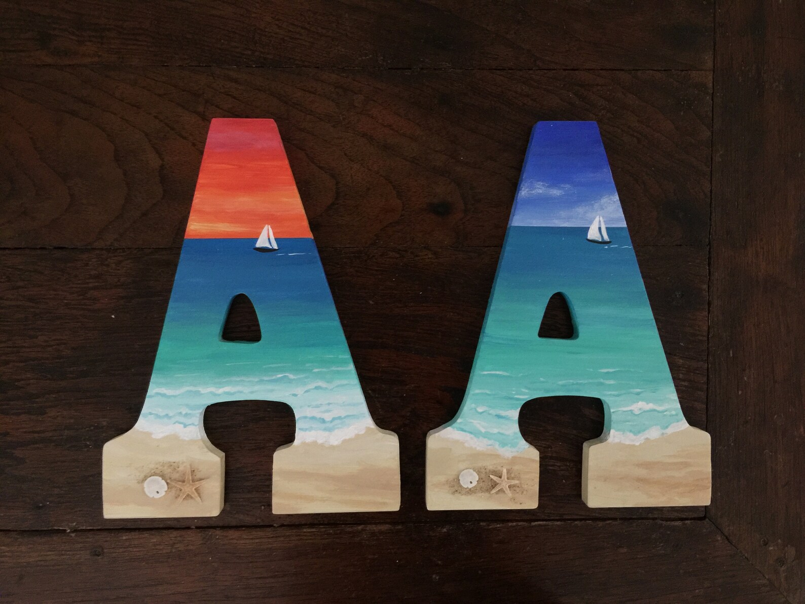 Hand Painted Letters Tropical Sunset Beach Letters Wooden | Etsy
