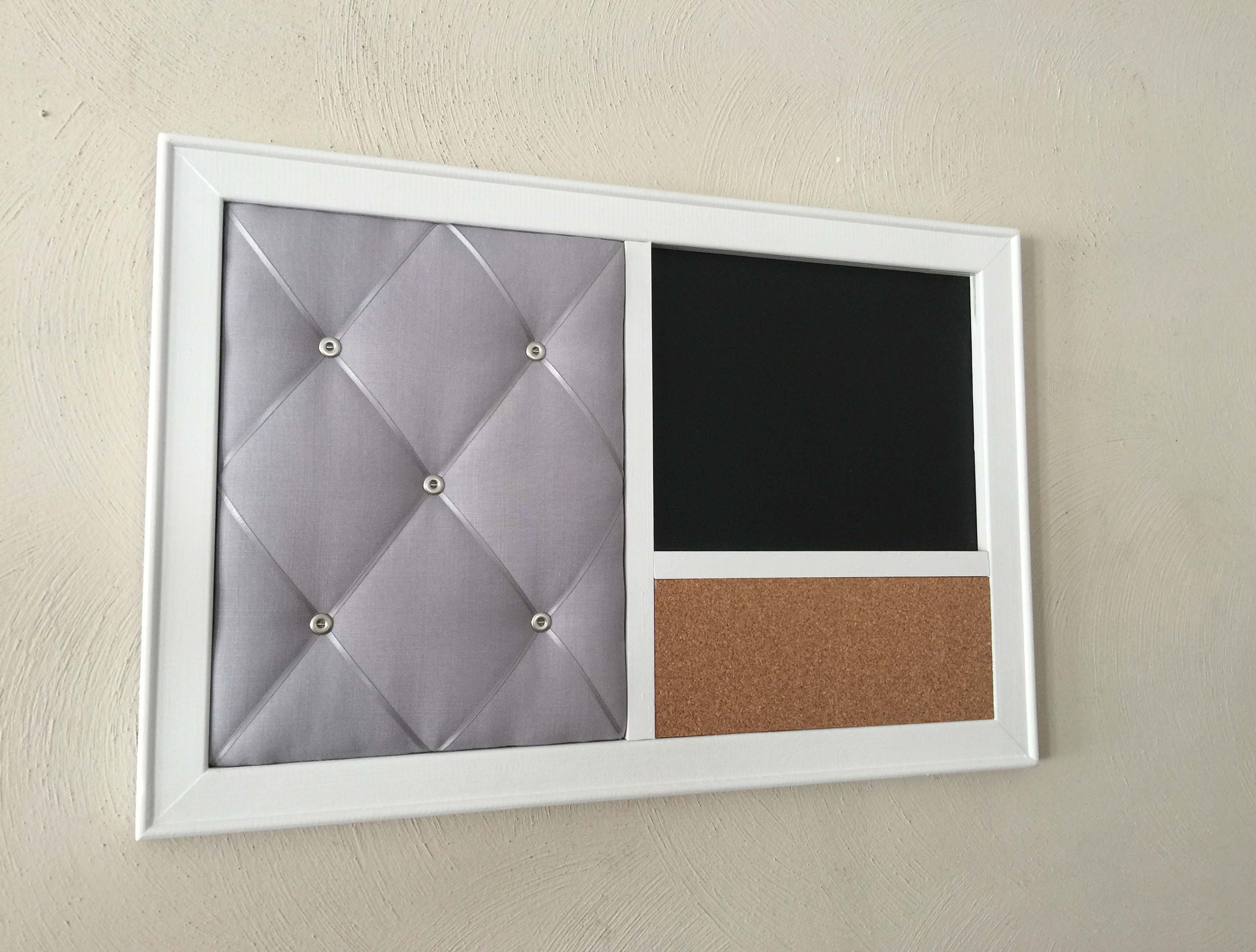 Grey Linen French Memo Board: Whiteboard, Corkboard Framed Wall ...