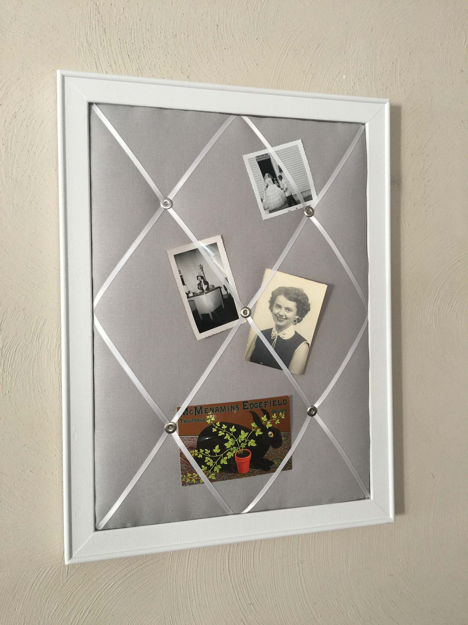 Framed Gray Linen French Memo Board Memory Board Photo Board | Etsy
