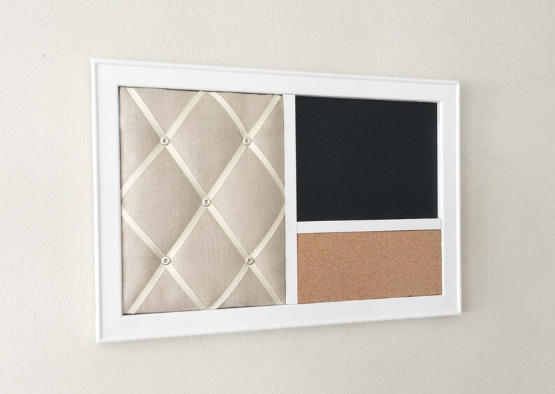 Classic Linen French Memo Board: Magnetic Whiteboard & Corkboard ...