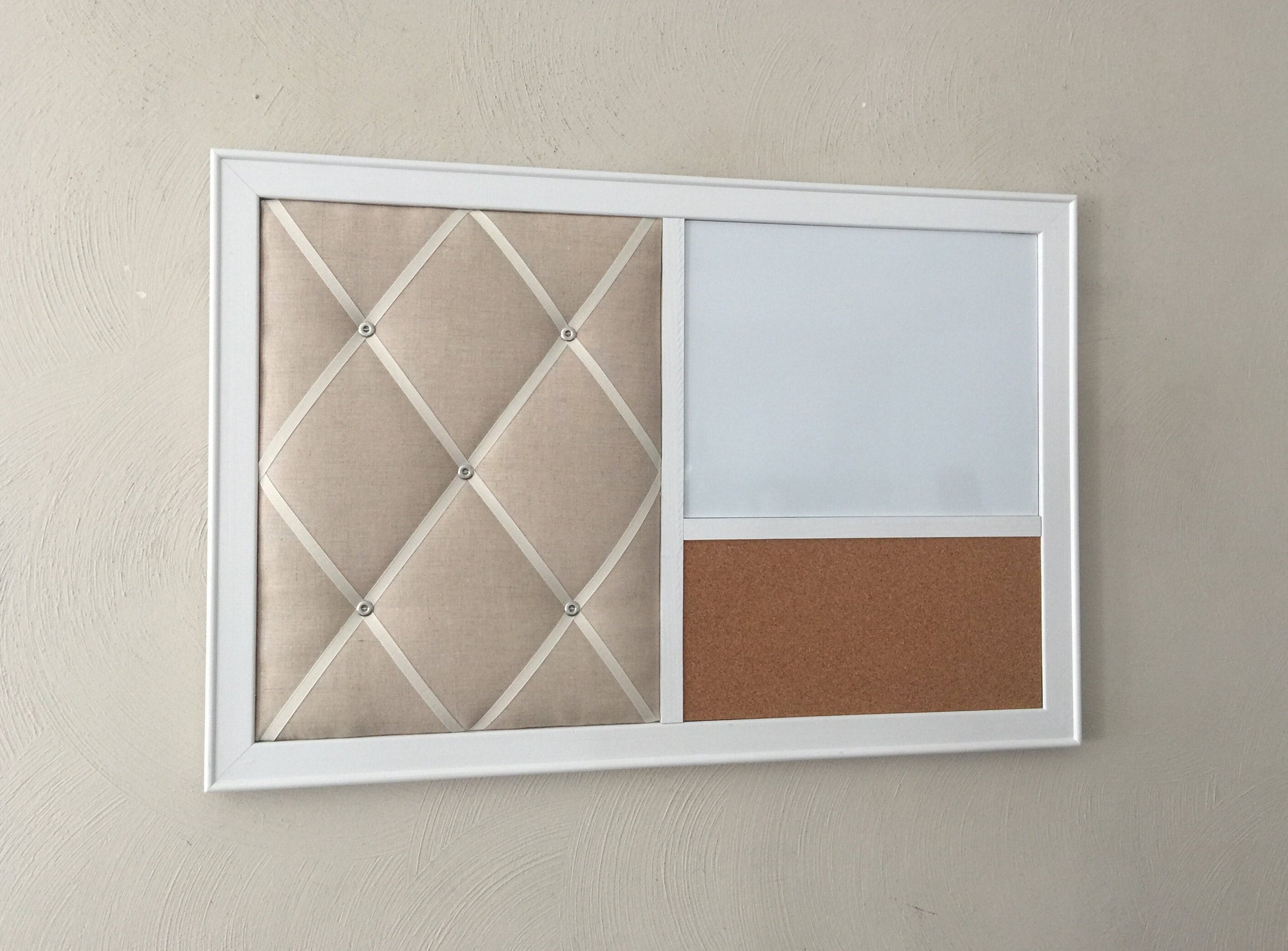 Classic Linen French Memo Board: Magnetic Whiteboard & Corkboard ...