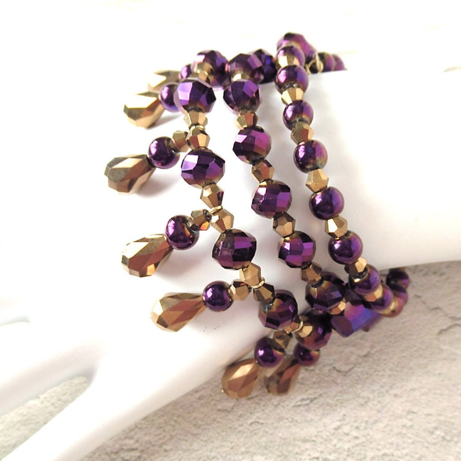 Gypsy Cuff Purple & Gold Crystal Wrap Bracelet Gold-plated - Etsy